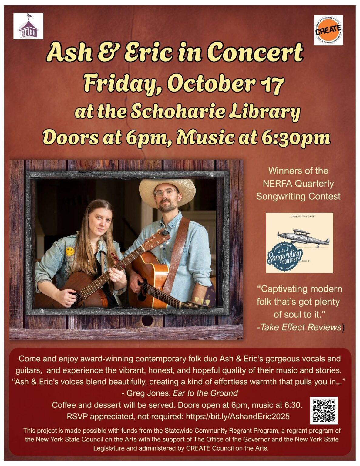 Ash & Eric in concert - CREATE council on the arts • Greene • Columbia ...